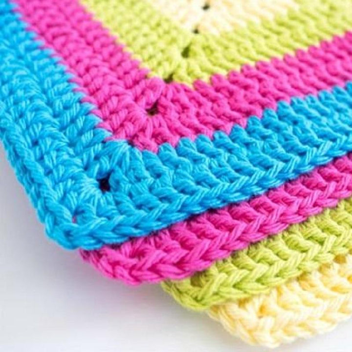 Colorful Solid Granny Square Dishcloth Crochet Pattern I Love Stitches